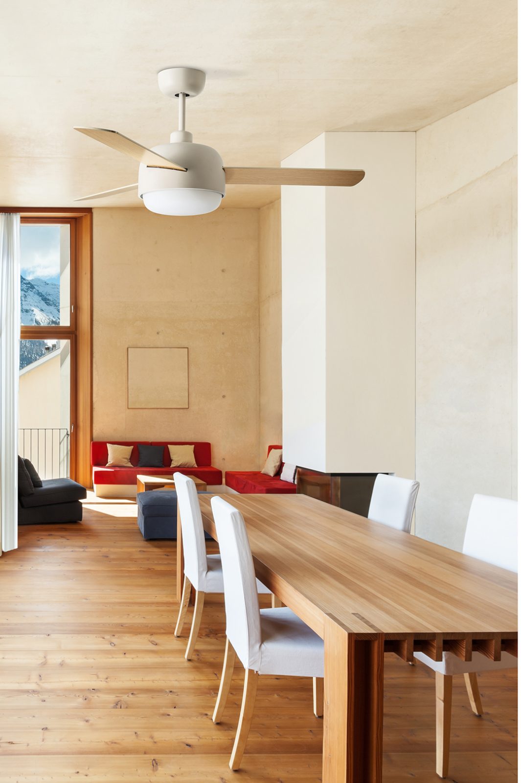 Ventilador de techo Stem con palas de madera maciza y control remoto ...